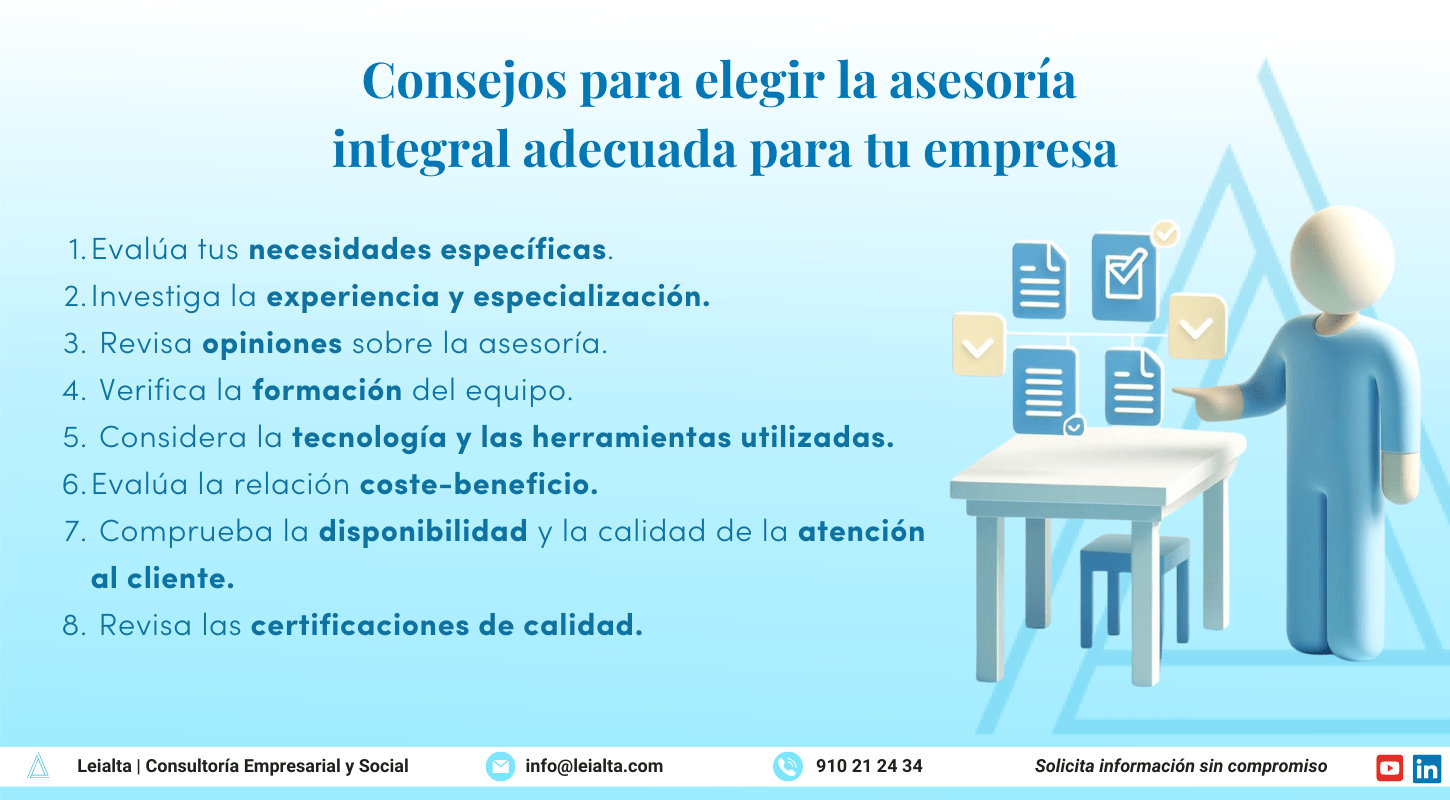Consejos para elegir la asesoría integral adecuada para empresa